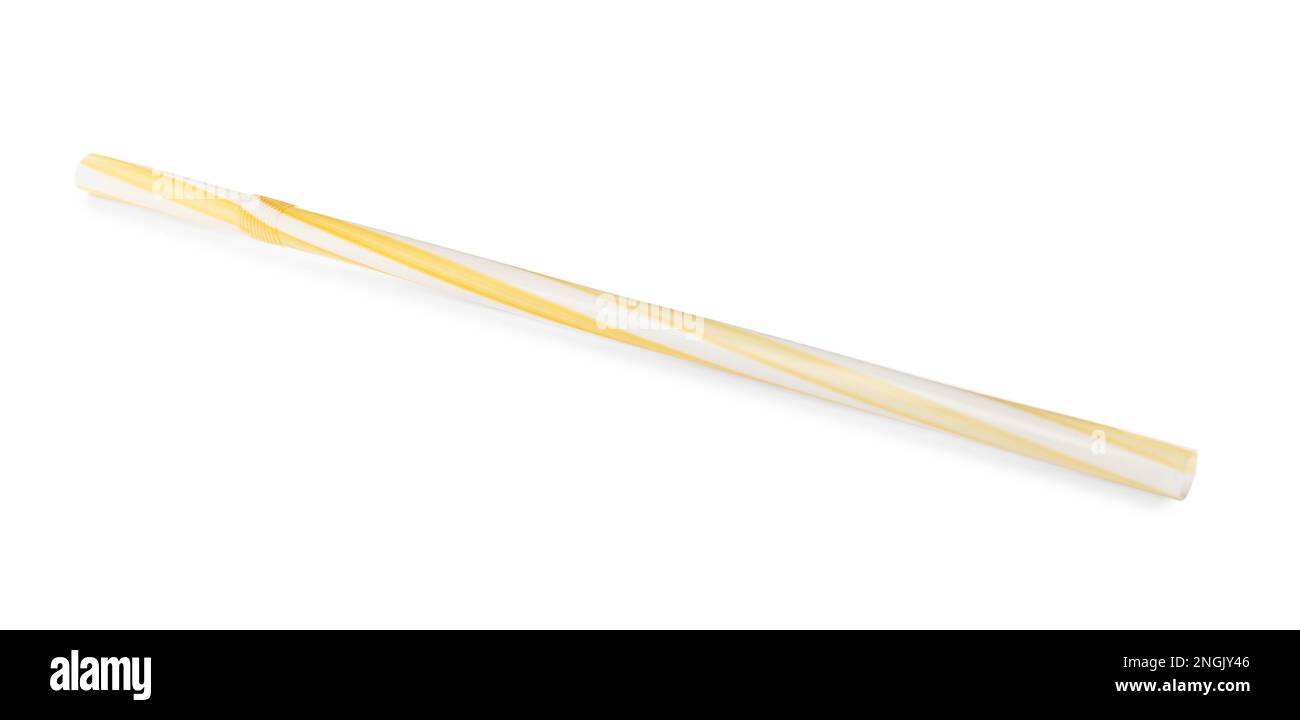 Bright disposable plastic straw isolated on white Stock Photo - Alamy