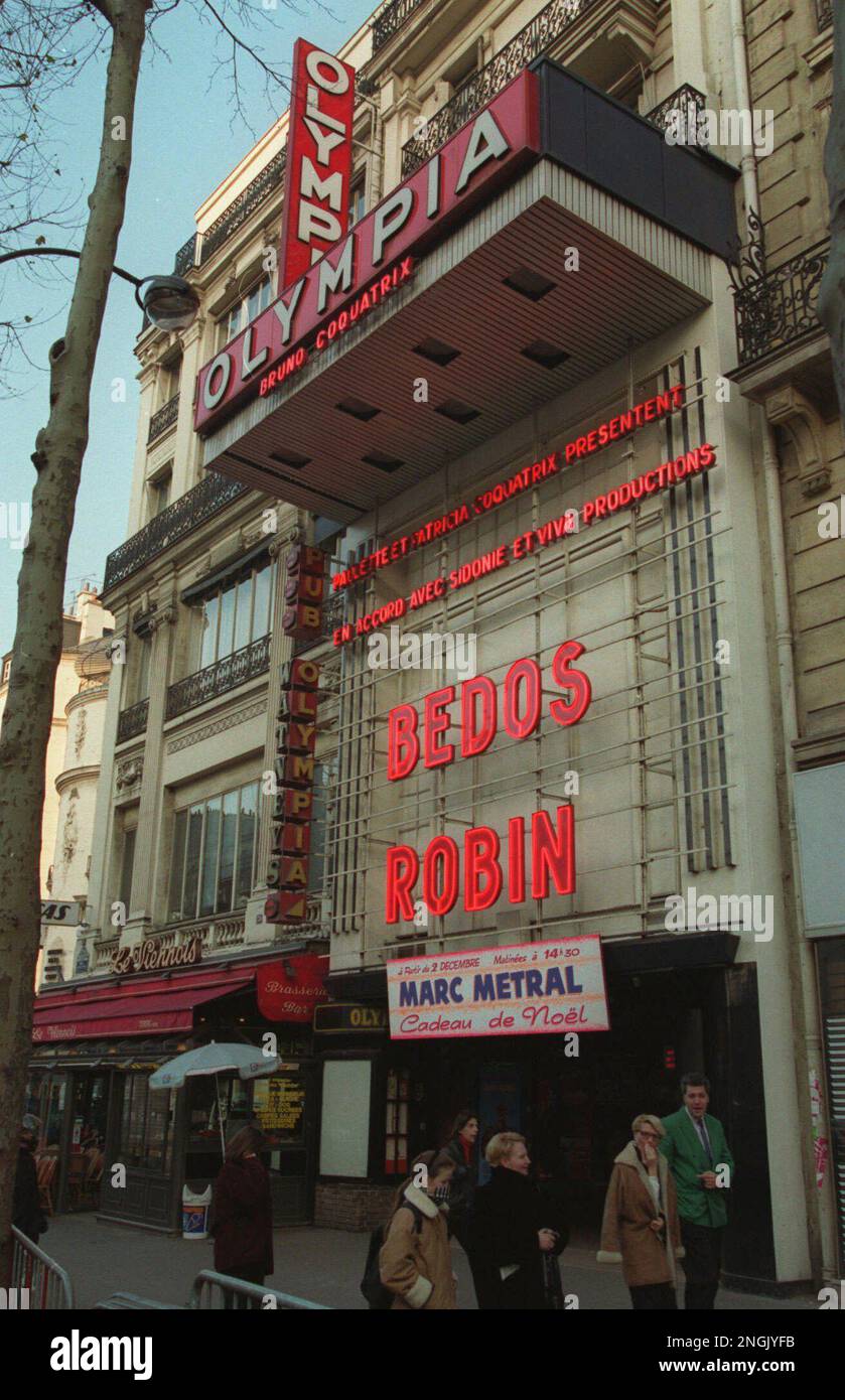 Outside view of the famed Paris music hall "Olympia" pictured in ...