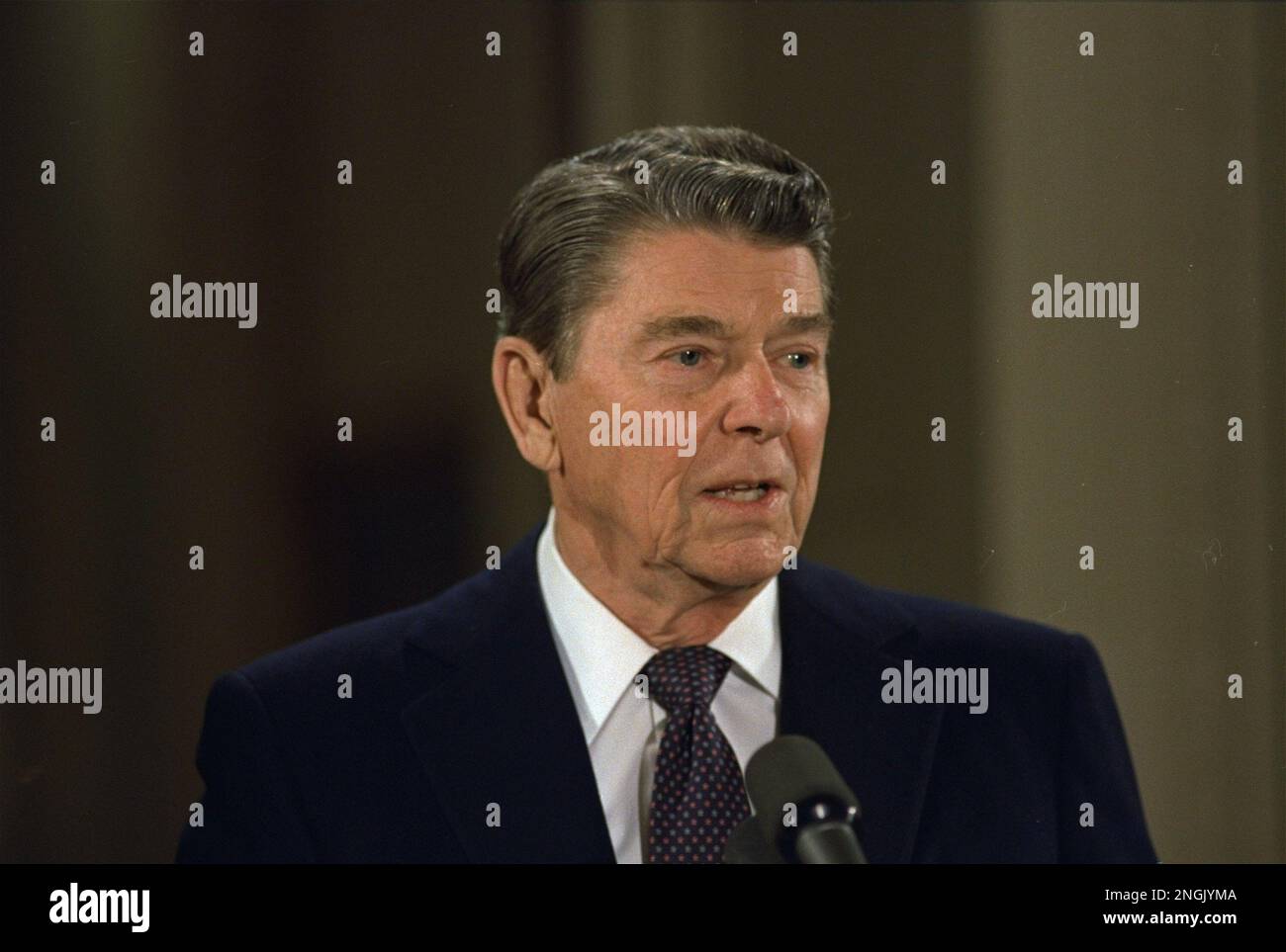 President Ronald Reagan is shown speaking in a 1987 photo. (AP Photo ...