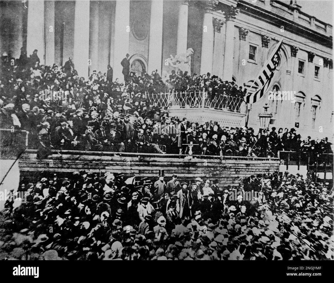 A scene in front of the Capitol during Lincoln's second inauguration ...