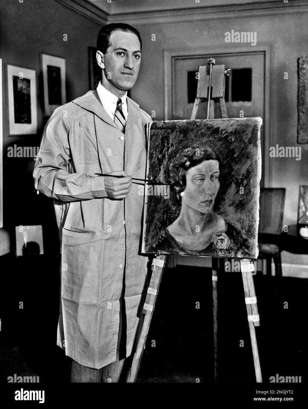 George Gershwin, composer of "Rhapsody in Blue", has turned to painting ...