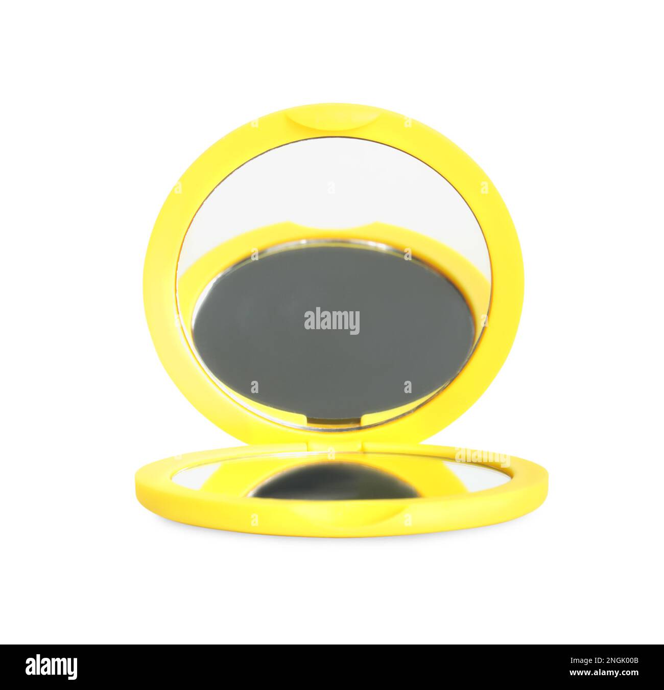 Yellow cosmetic pocket mirror isolated on white Stock Photo - Alamy