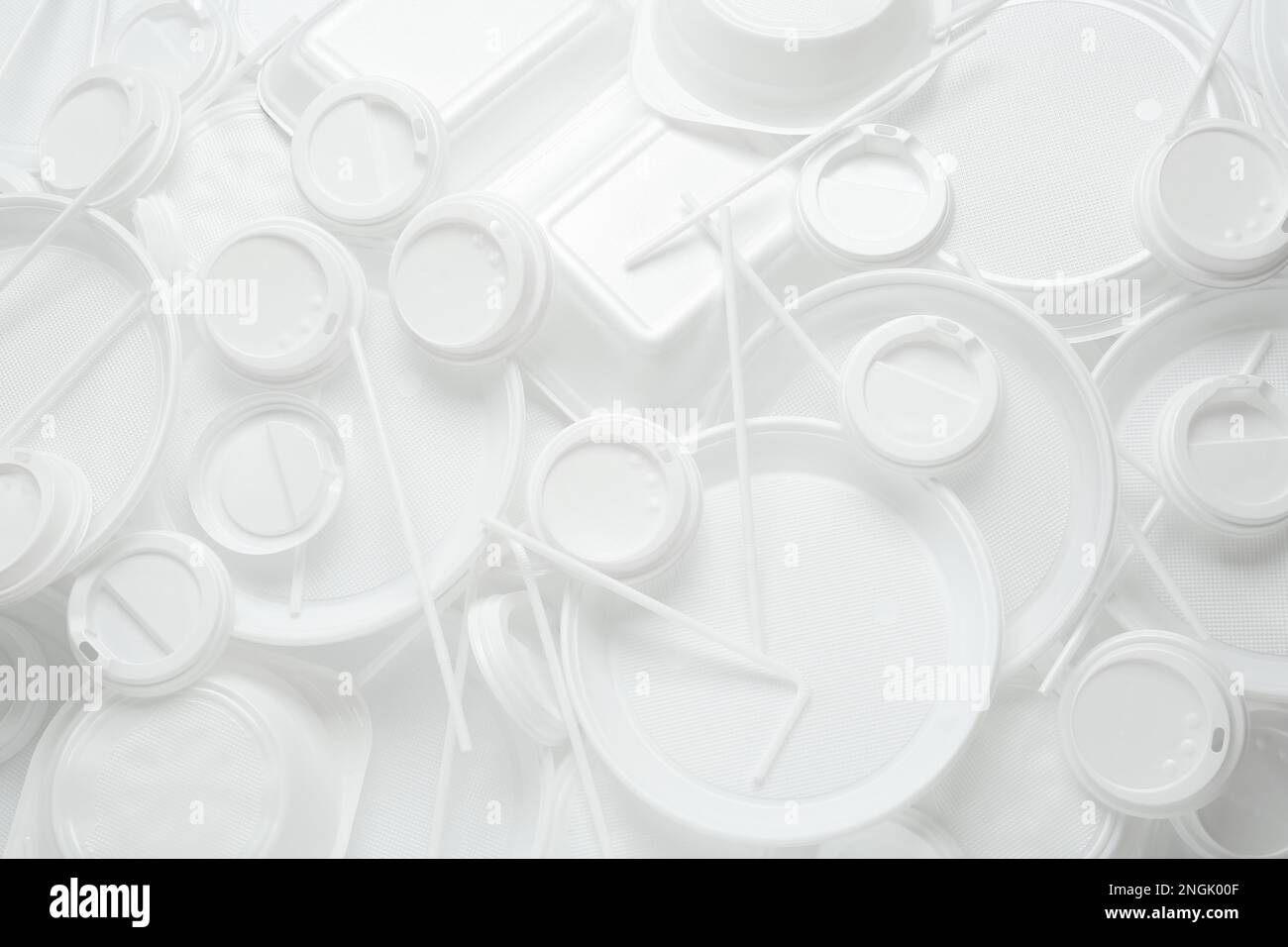 Different white plastic items as background, closeup Stock Photo - Alamy