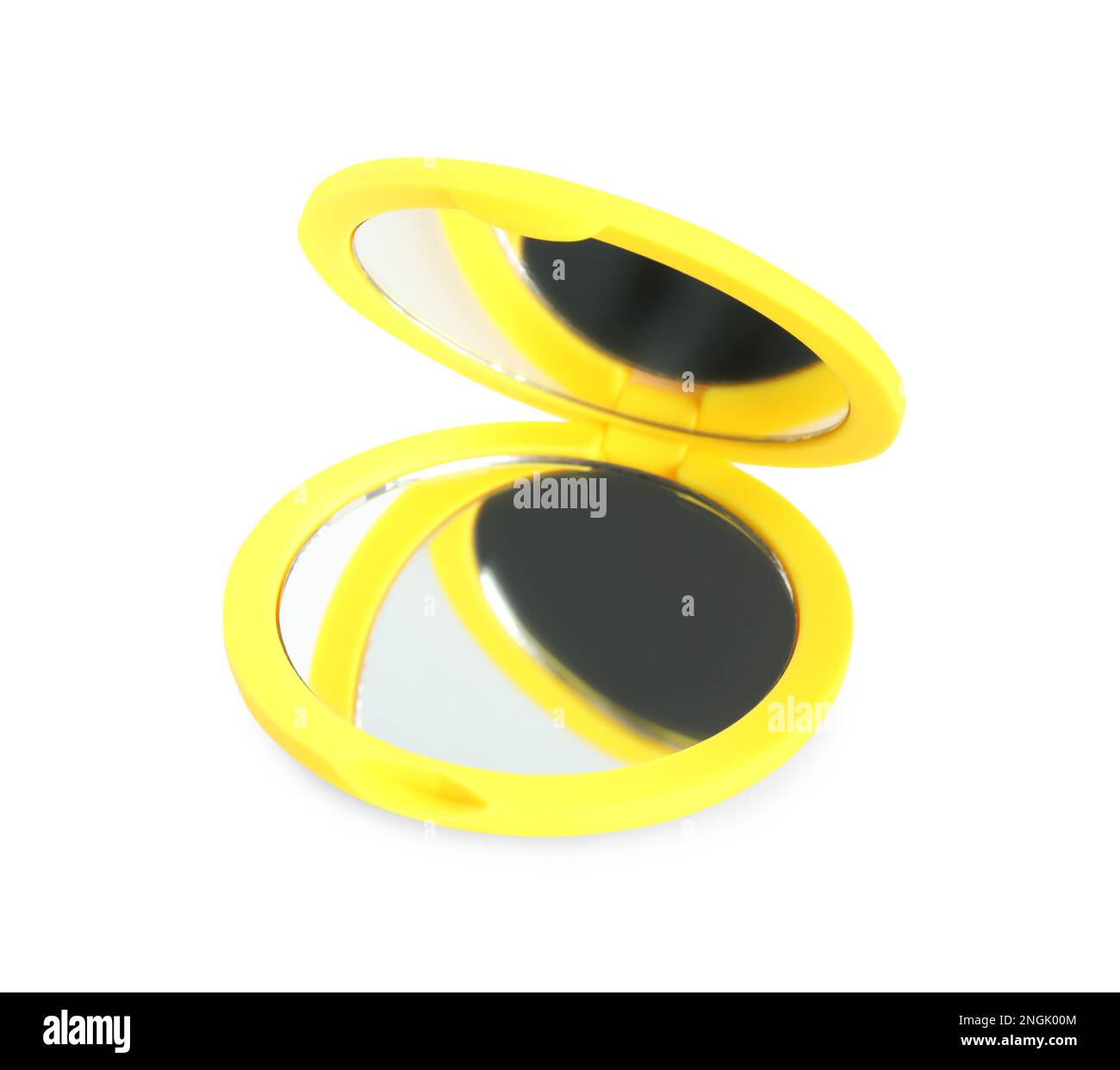 Yellow cosmetic pocket mirror isolated on white Stock Photo - Alamy