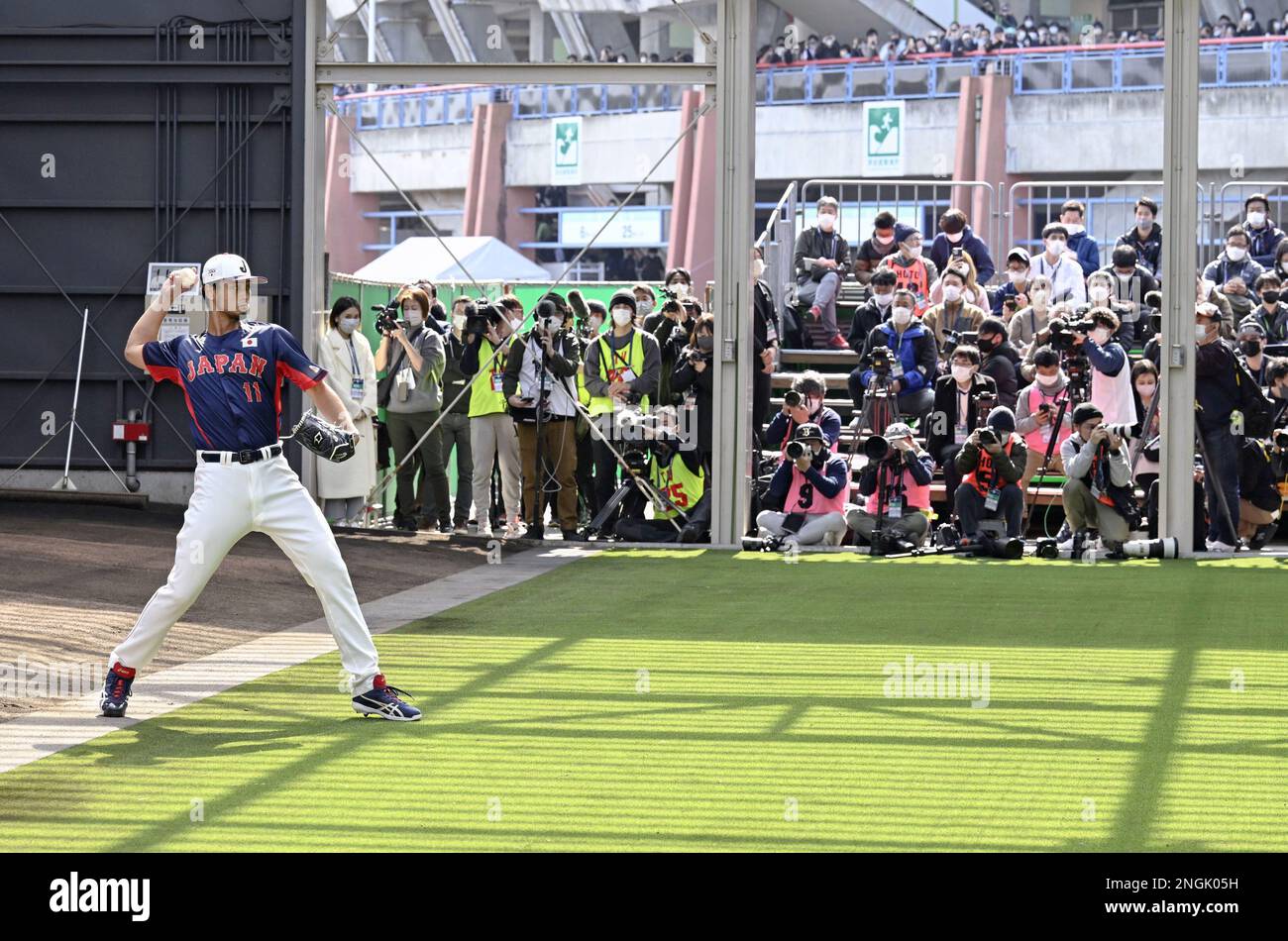 San Diego Padres pitcher Yu Darvish throws a bullpen session during the ...