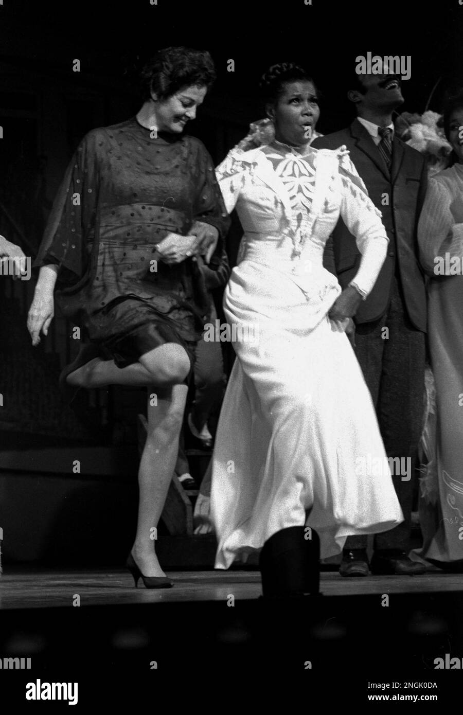 Actress Jane Russell joins the star of the show Hello Dolly, Pearl ...