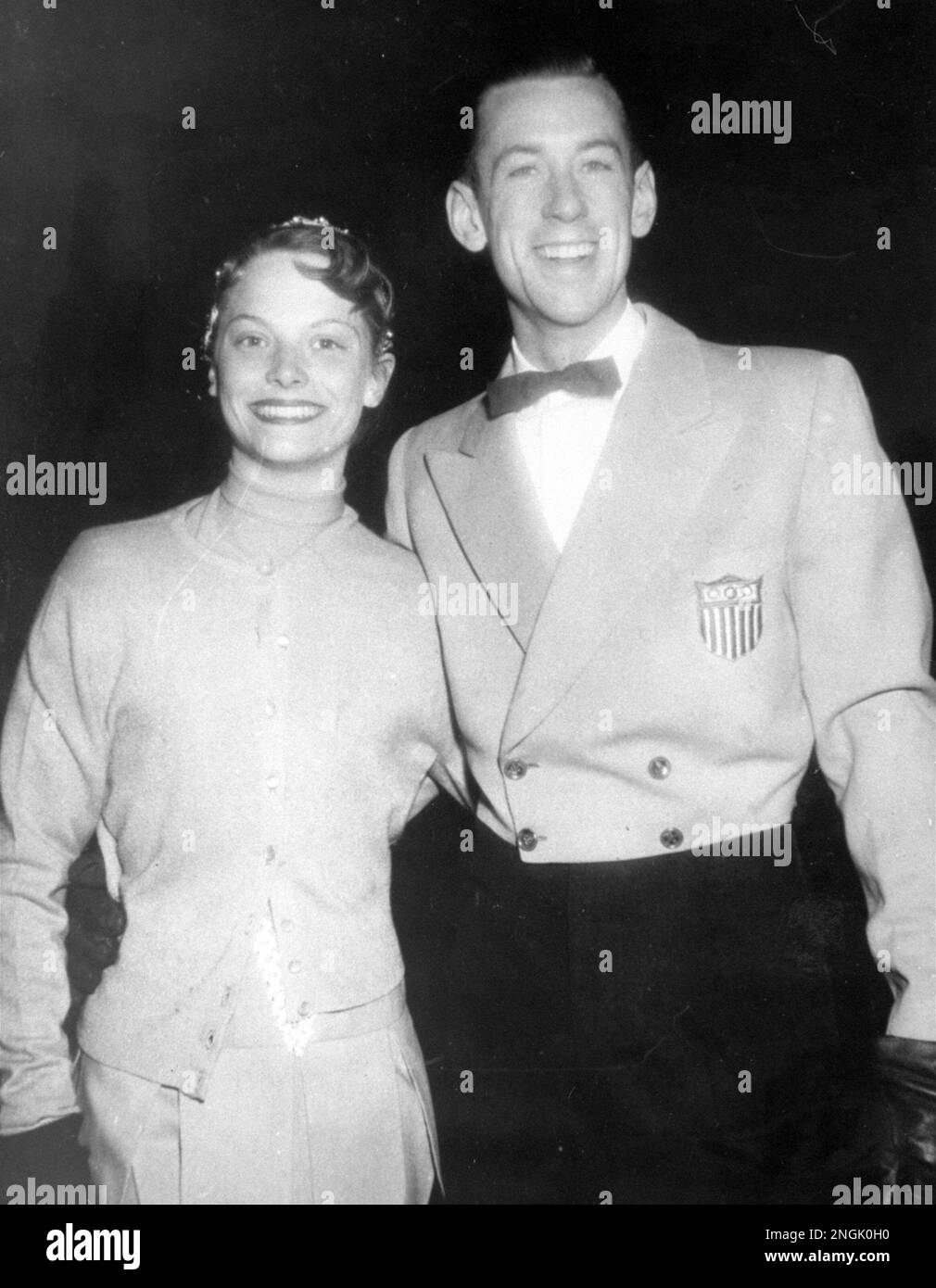 Bright smiles light faces of Carol Heiss, of Ozone Park, NY, and Hayes ...