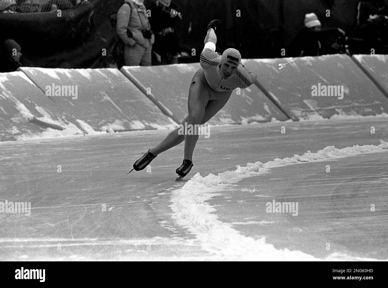 Eric Heiden of Madison, Wisconsin, races in the Winter Olympics 10,000 ...