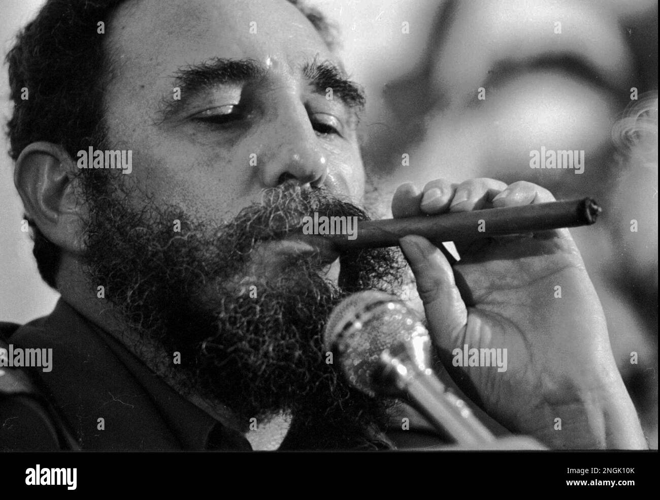 Cuban President Fidel Castro enjoys a cigar in 1978 before he gave up ...