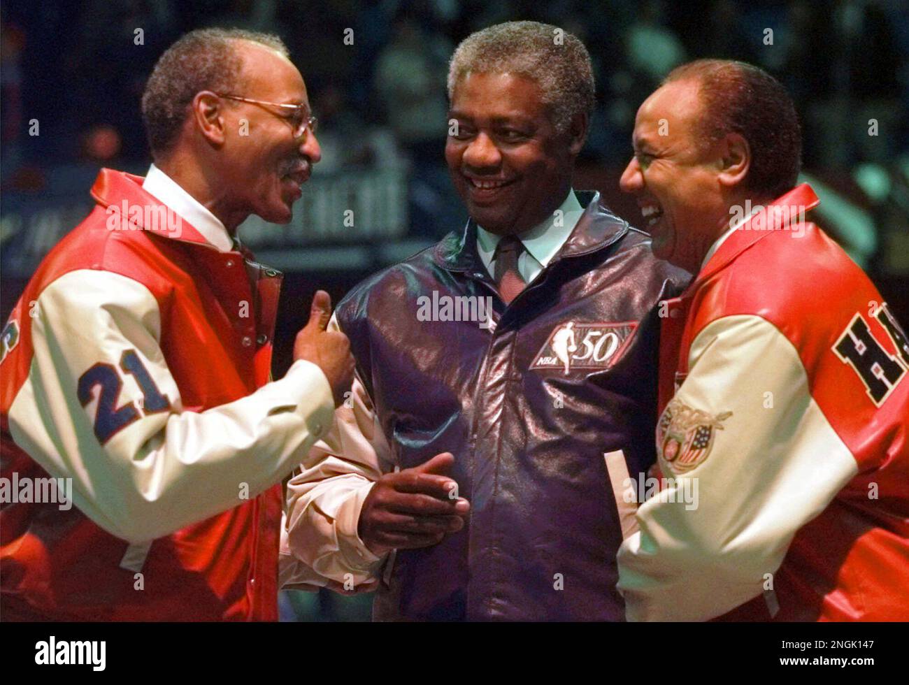 NBA Legends Dave Bing, left, Oscar Robertson, center, and Lenny Wilkens ...