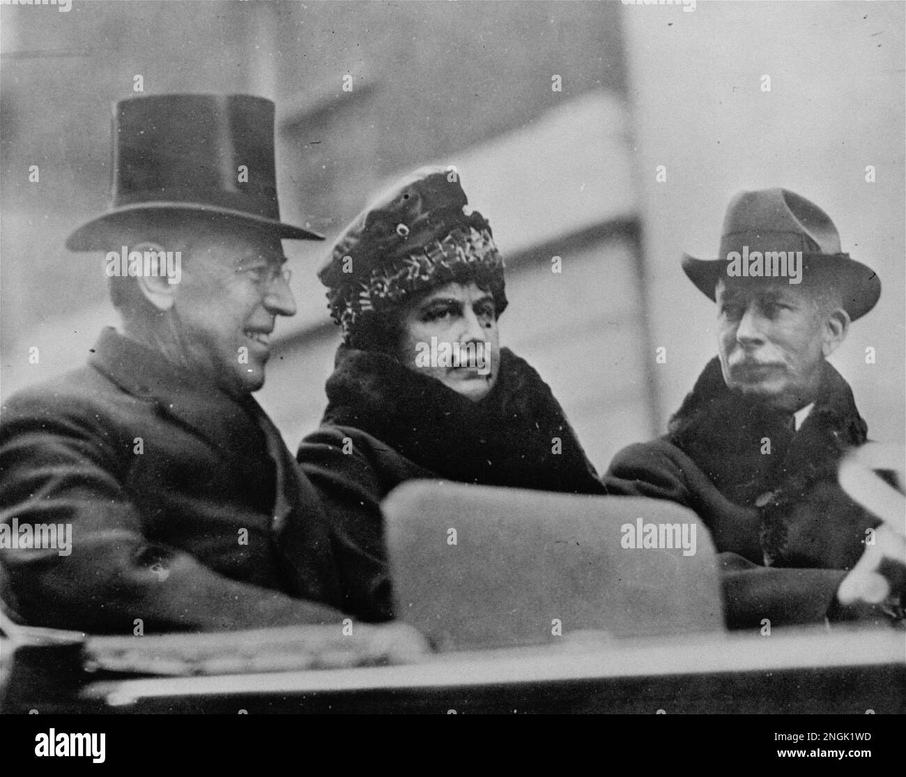 First lady Edith Wilson, center, and President Woodrow Wilson, left ...