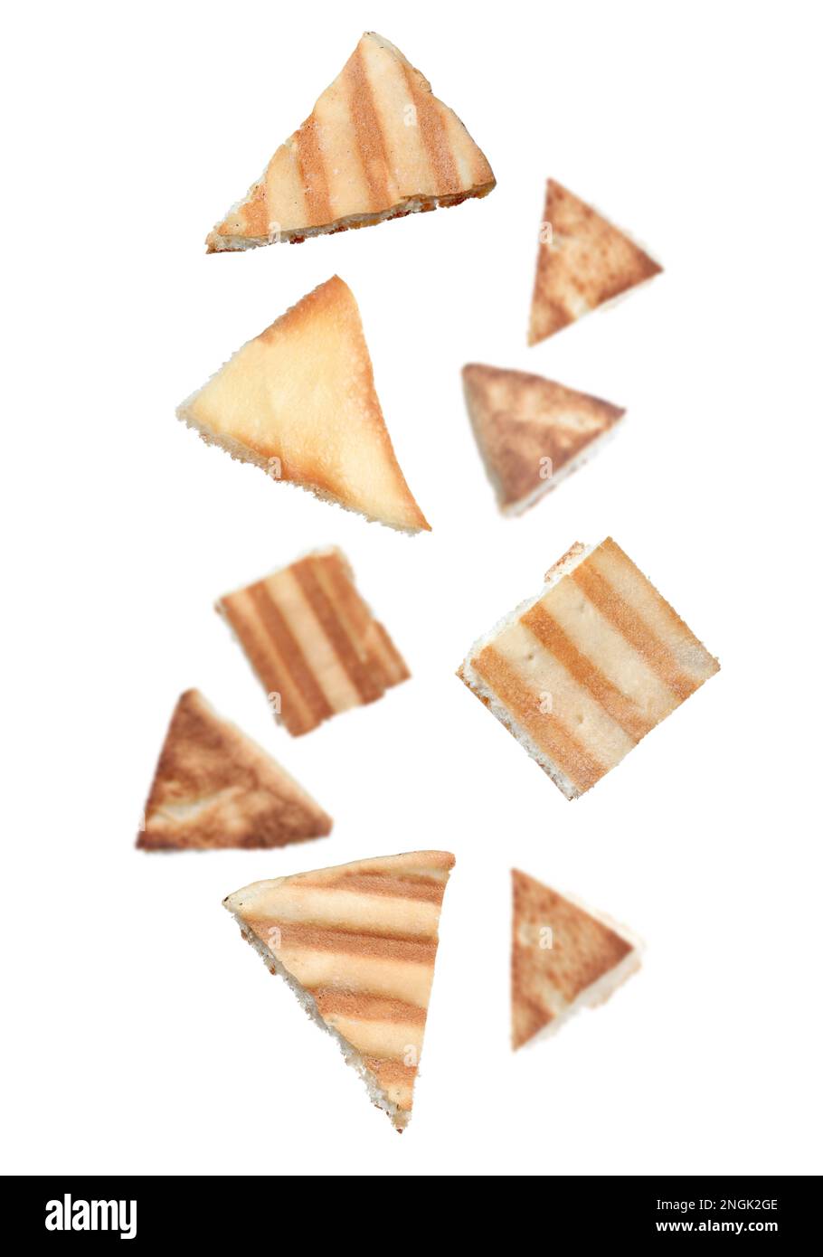 Delicious crispy pita chips falling on white background Stock Photo - Alamy