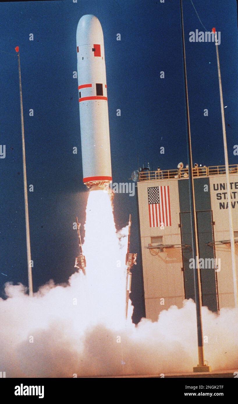 A Trident II rocket lifts off from Cape Canaveral Air Force Station ...