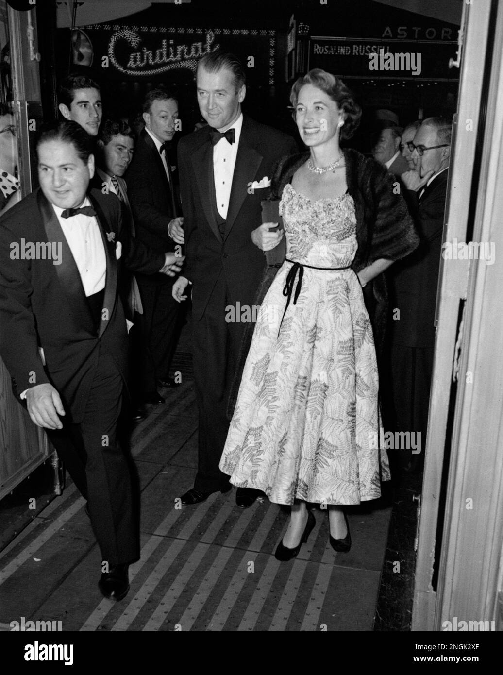 Mr. and Mrs. Jimmy Stewart at the premiere of "Thunder Bay" at Loew's ...