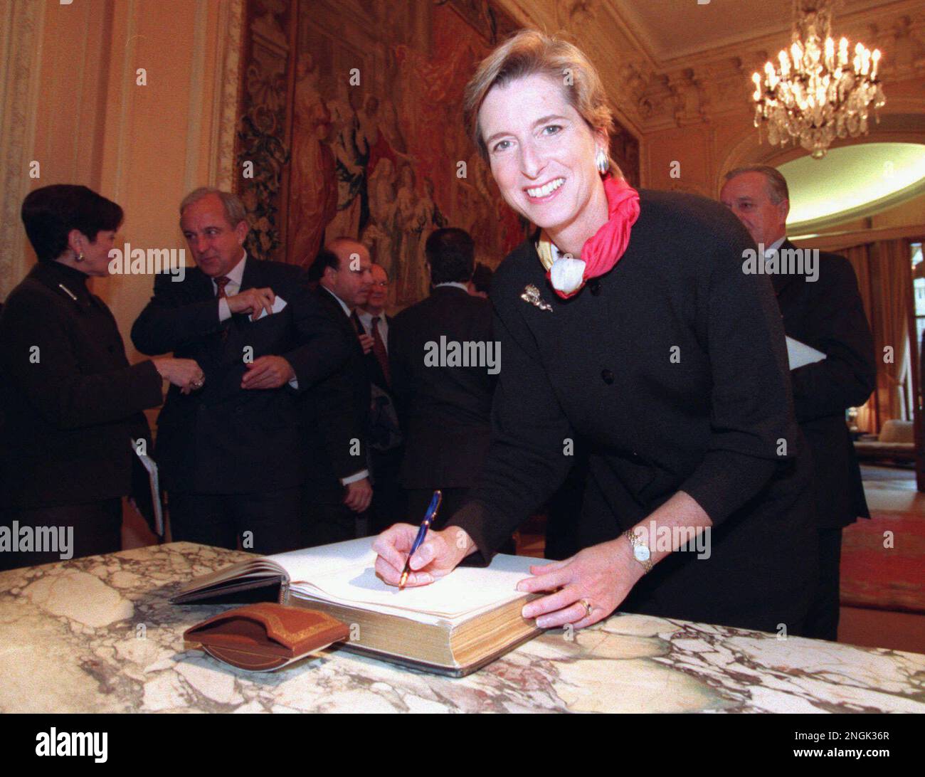 New Jersey Governor Christine Todd Whitman, signs the golden book at ...