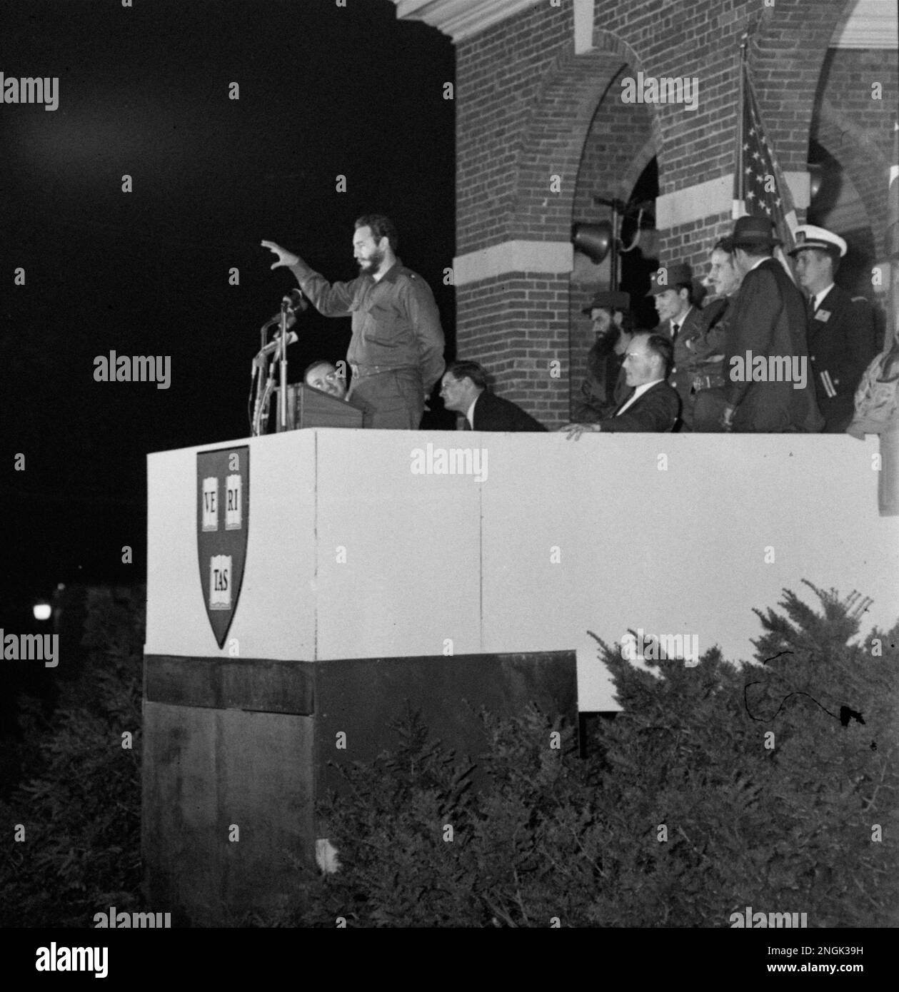Cuban Prime Minister Fidel Castro gestures with his hand while speaking ...