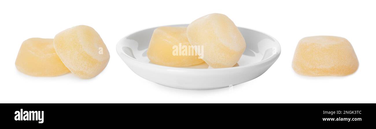 Set with with delicious mochi on white background. Banner design Stock ...