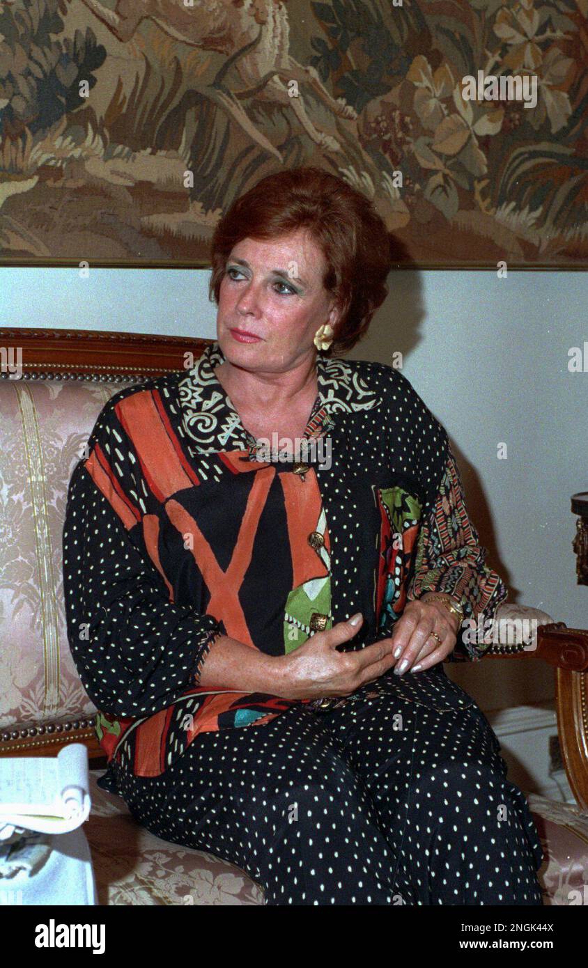 Jehan Sadat, widow of President Anwar Sadat, is interviewed in her home ...