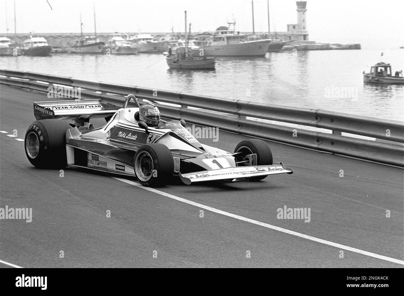 Austrian Niki Lauda on the Italian made Ferrari making best time during ...