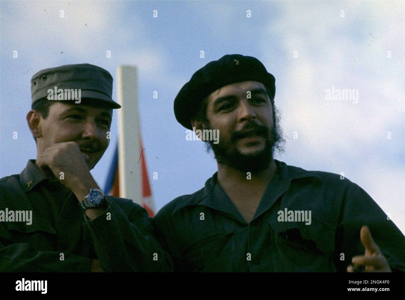 Cuban guerrilla leader Che Guevara, right, is shown with Raul Castro ...