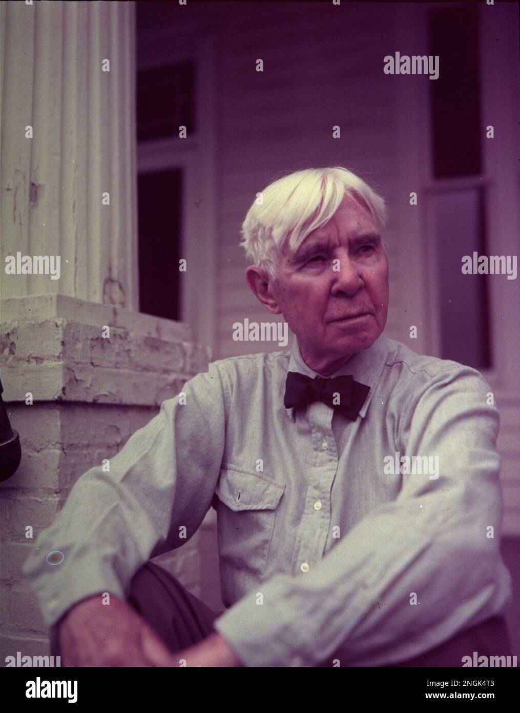 This is an August 1956 photo of poet Carl Sandburg, sitting outside of ...