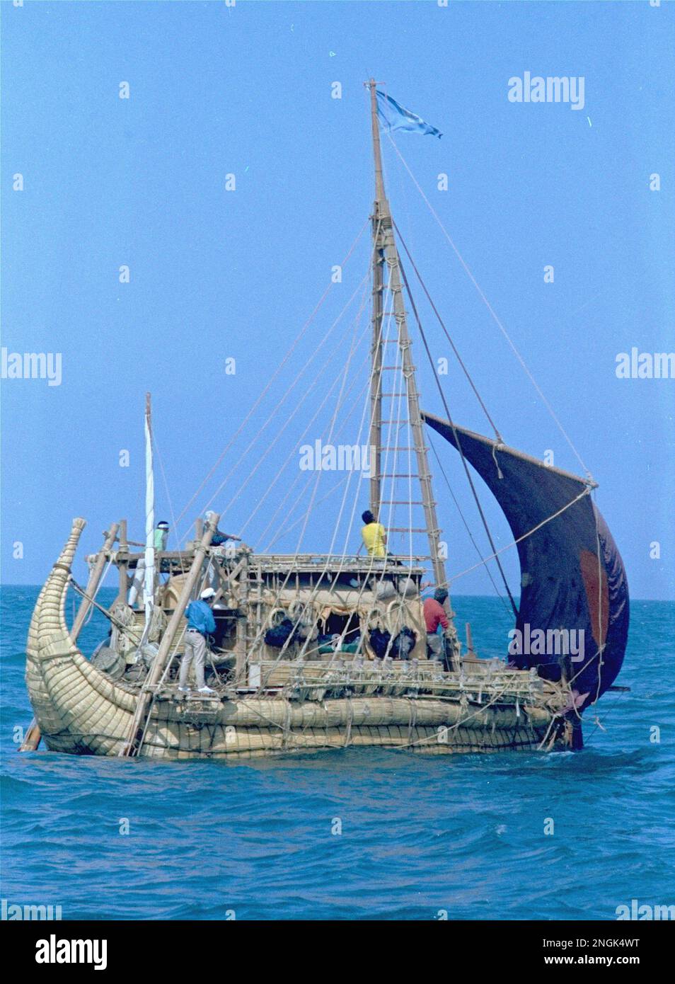 The Norwegian raft RA11 leaves the Port of Safi, Morocco, on a second ...