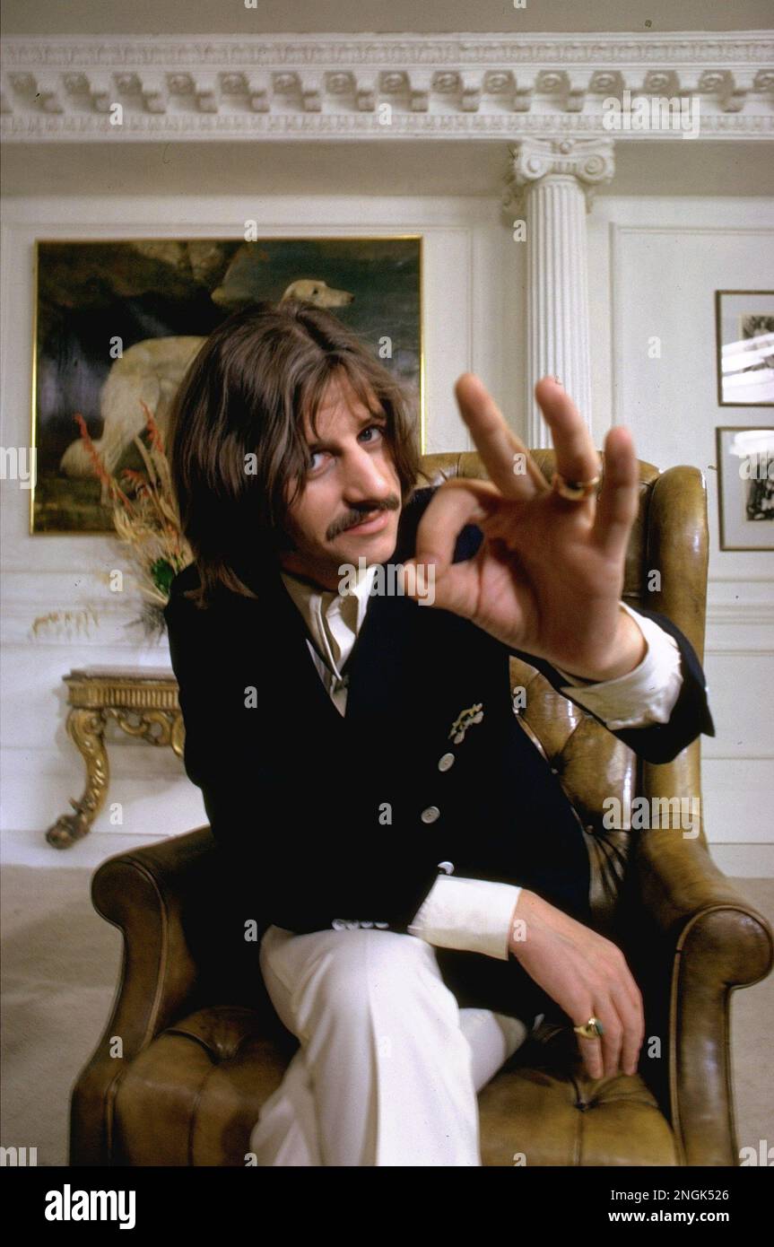 The Beatles' drummer Ringo Starr poses for the camera during the ...