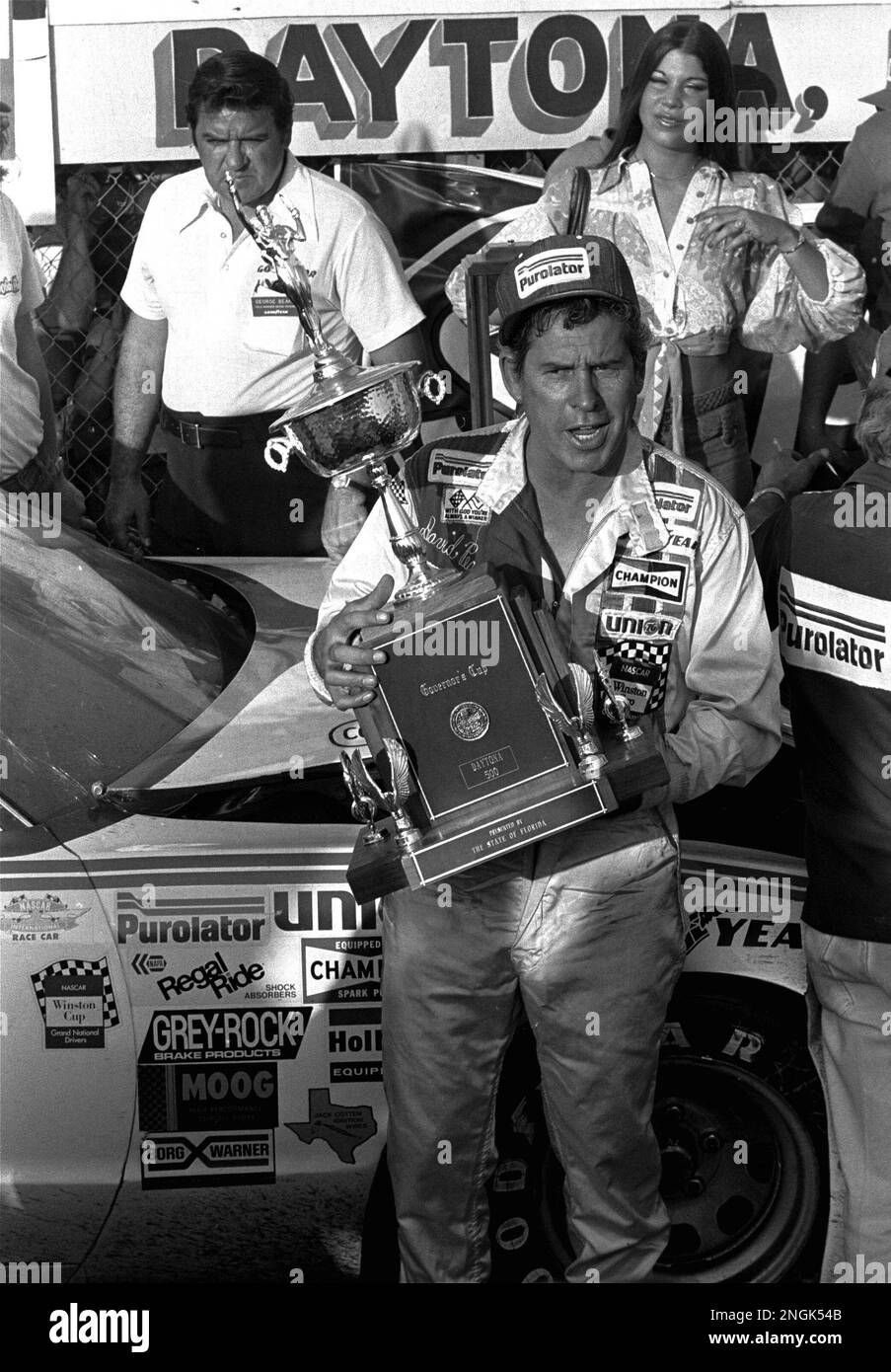 David Pearson of Spartanburg, SC holds the trophy for winning the ...