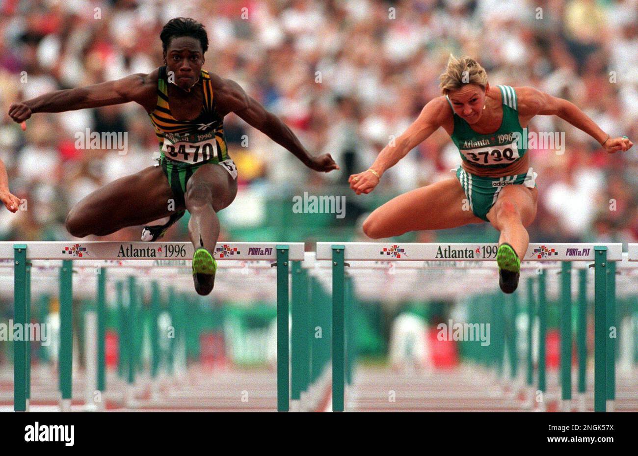 Michelle Freeman of Jamaica, left, and Brigita Bukovec of Slovenia ...