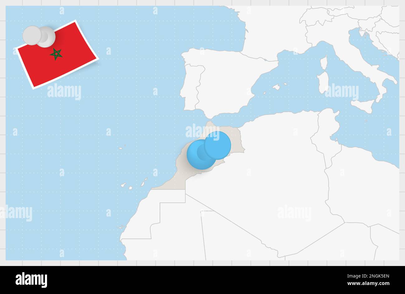 Map of Morocco with a pinned blue pin. Pinned flag of Morocco, vector ...