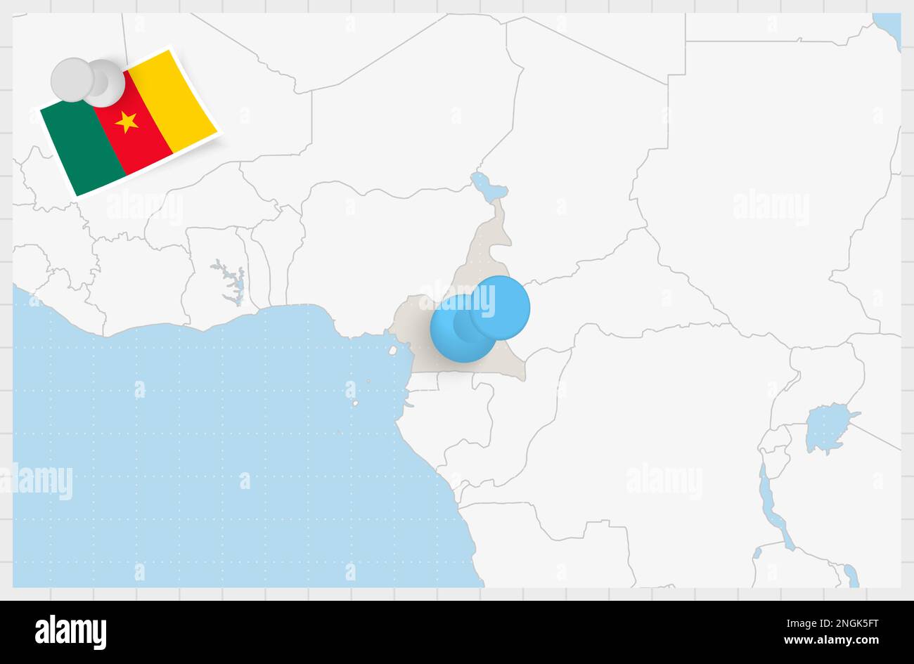 Map of Cameroon with a pinned blue pin. Pinned flag of Cameroon, vector illustration Stock ...