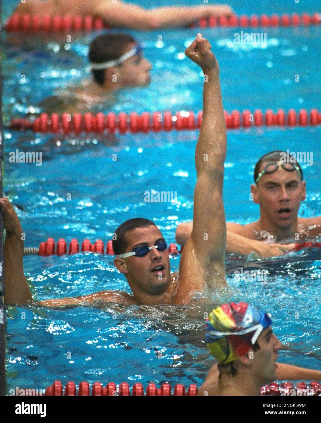American swimmer Matt Biondi jubilates after winning Olympic gold for ...
