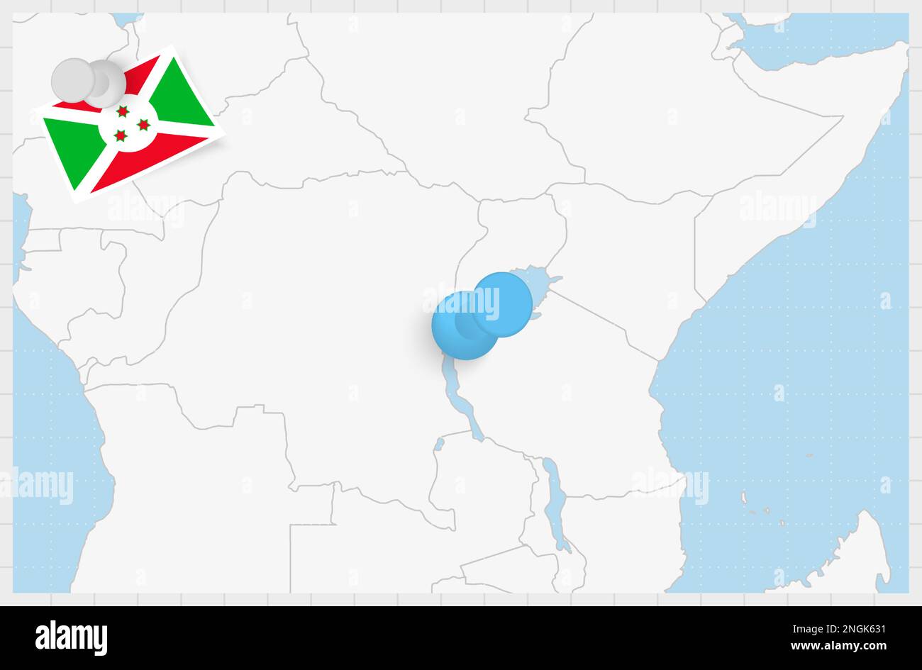 Map Of Burundi With A Pinned Blue Pin Pinned Flag Of Burundi Vector