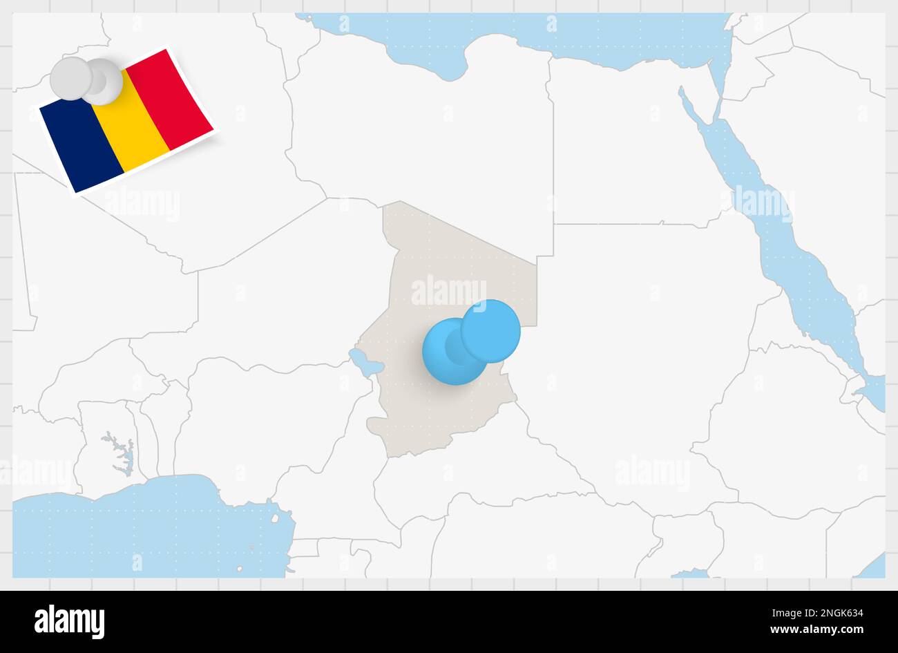 Map of Chad with a pinned blue pin. Pinned flag of Chad, vector illustration Stock Vector Image ...