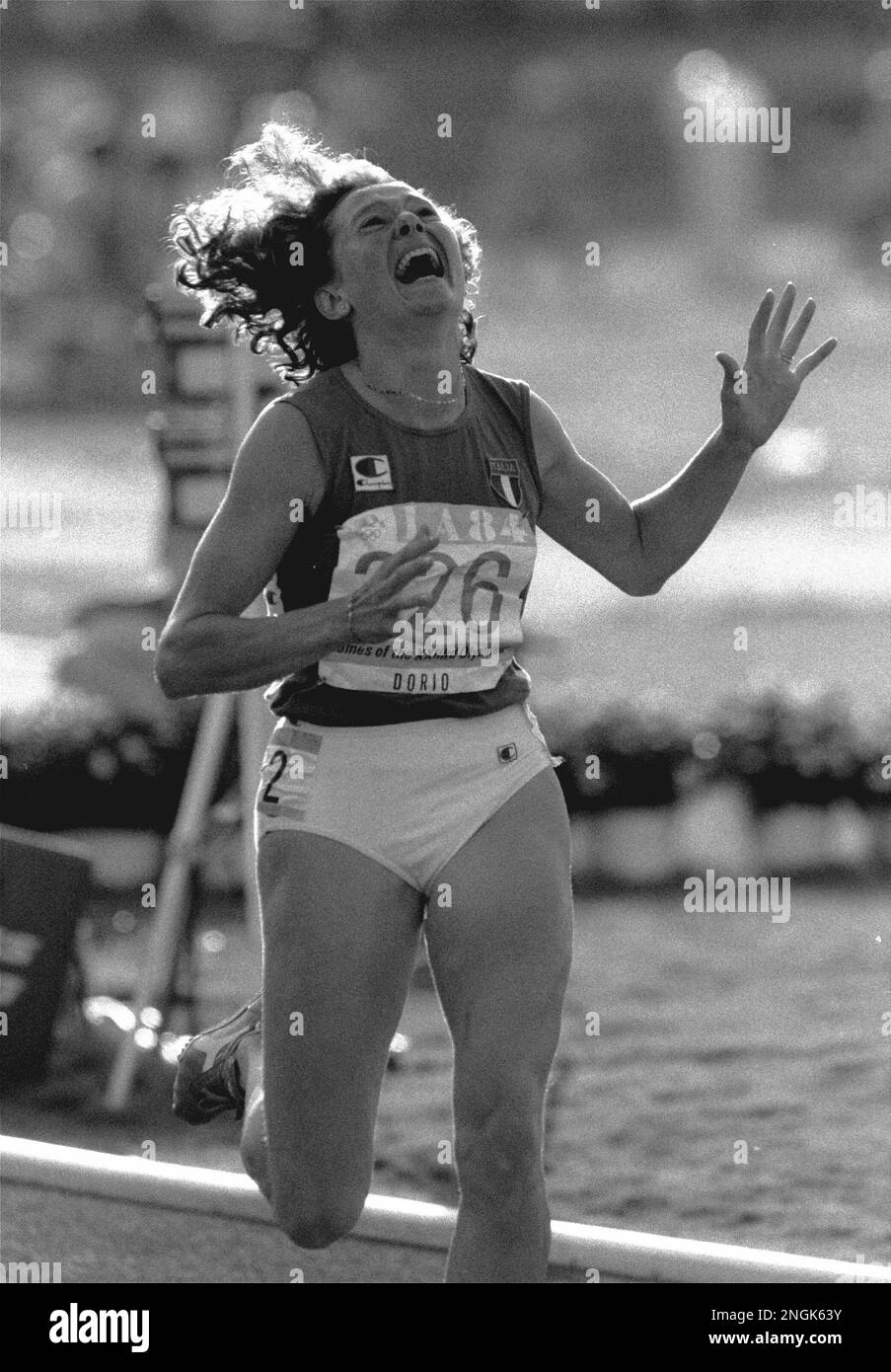 Italy's Gabriella Dorio shows the thrill of victory as she crosses the ...