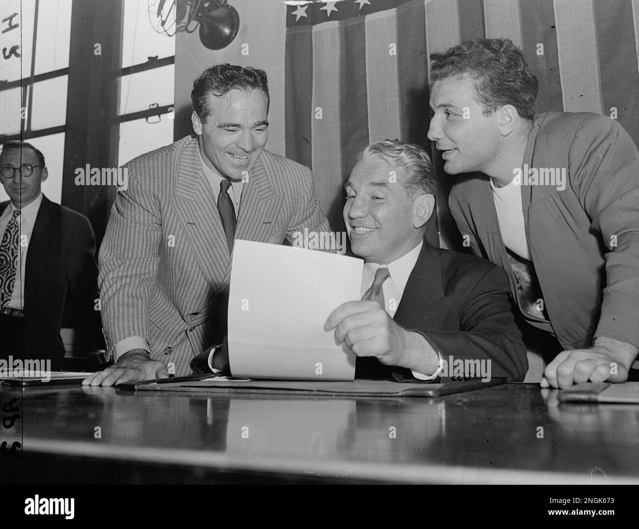 Eddie Eagan, center, chairman of the New York State Athletic Commission ...