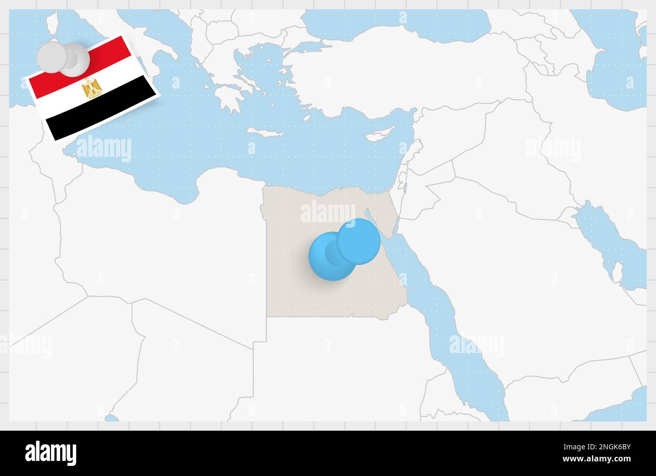 Map of Egypt with a pinned blue pin. Pinned flag of Egypt, vector illustration Stock Vector ...