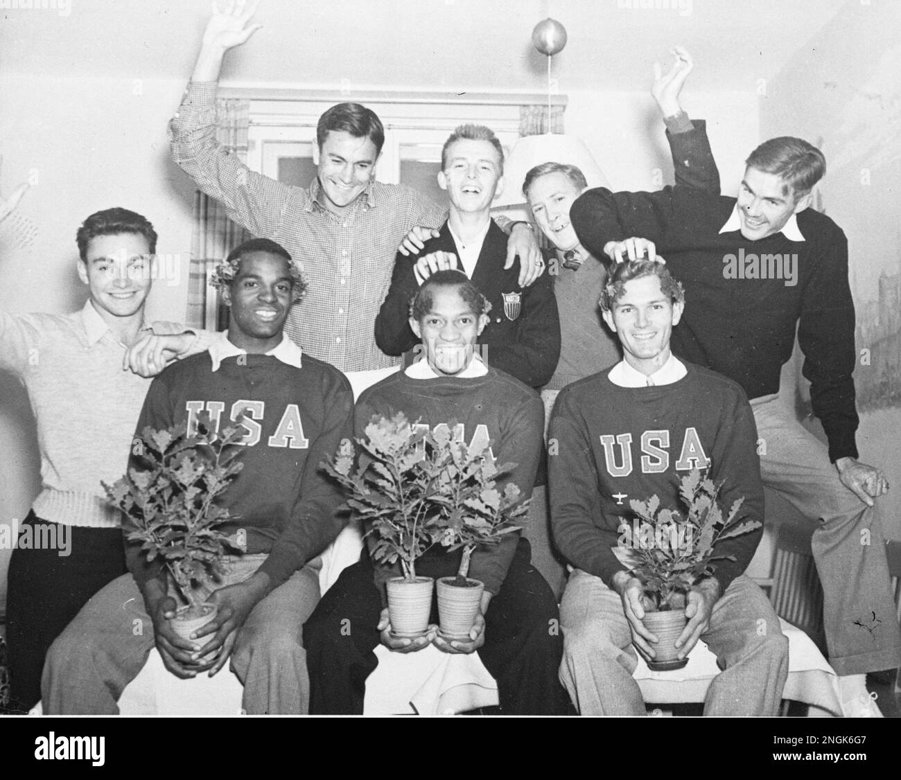 United States track and field stars left to right: Cornelius Johnson ...
