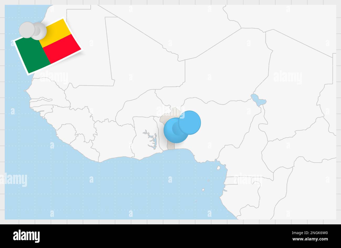 Map of Benin with a pinned blue pin. Pinned flag of Benin, vector illustration Stock Vector ...