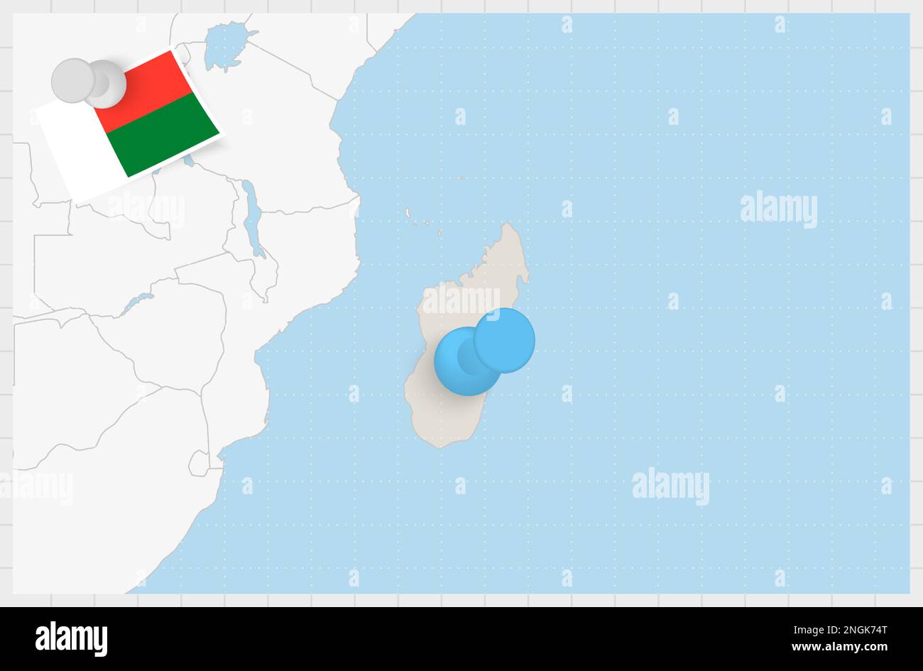 Map of Madagascar with a pinned blue pin. Pinned flag of Madagascar, vector illustration Stock ...