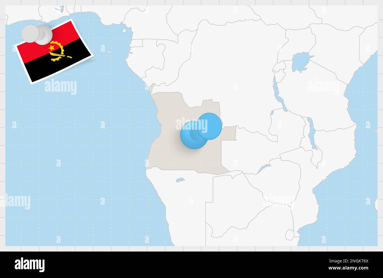 Map of Angola with a pinned blue pin. Pinned flag of Angola, vector illustration Stock Vector ...