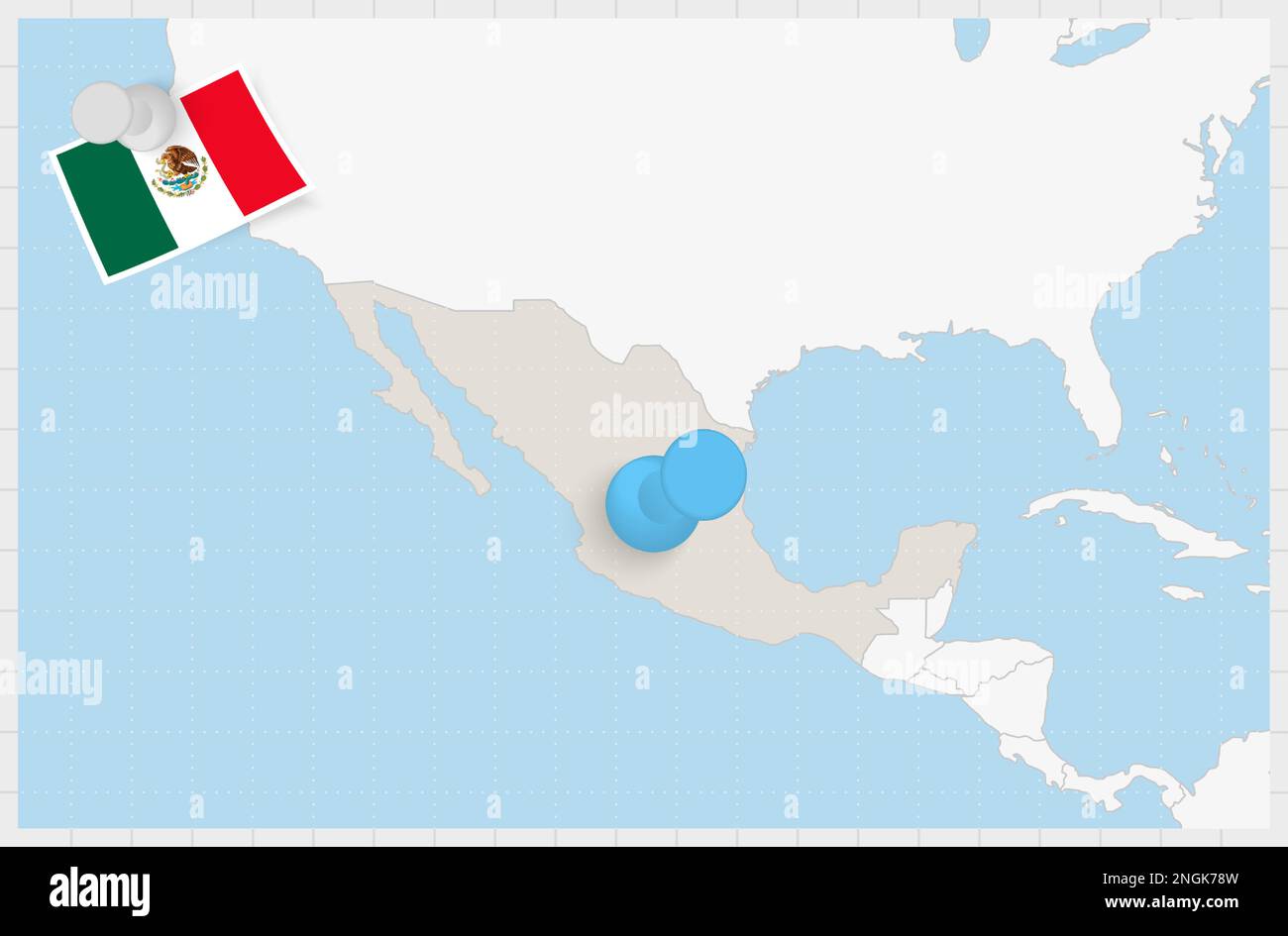 Map of Mexico with a pinned blue pin. Pinned flag of Mexico, vector ...