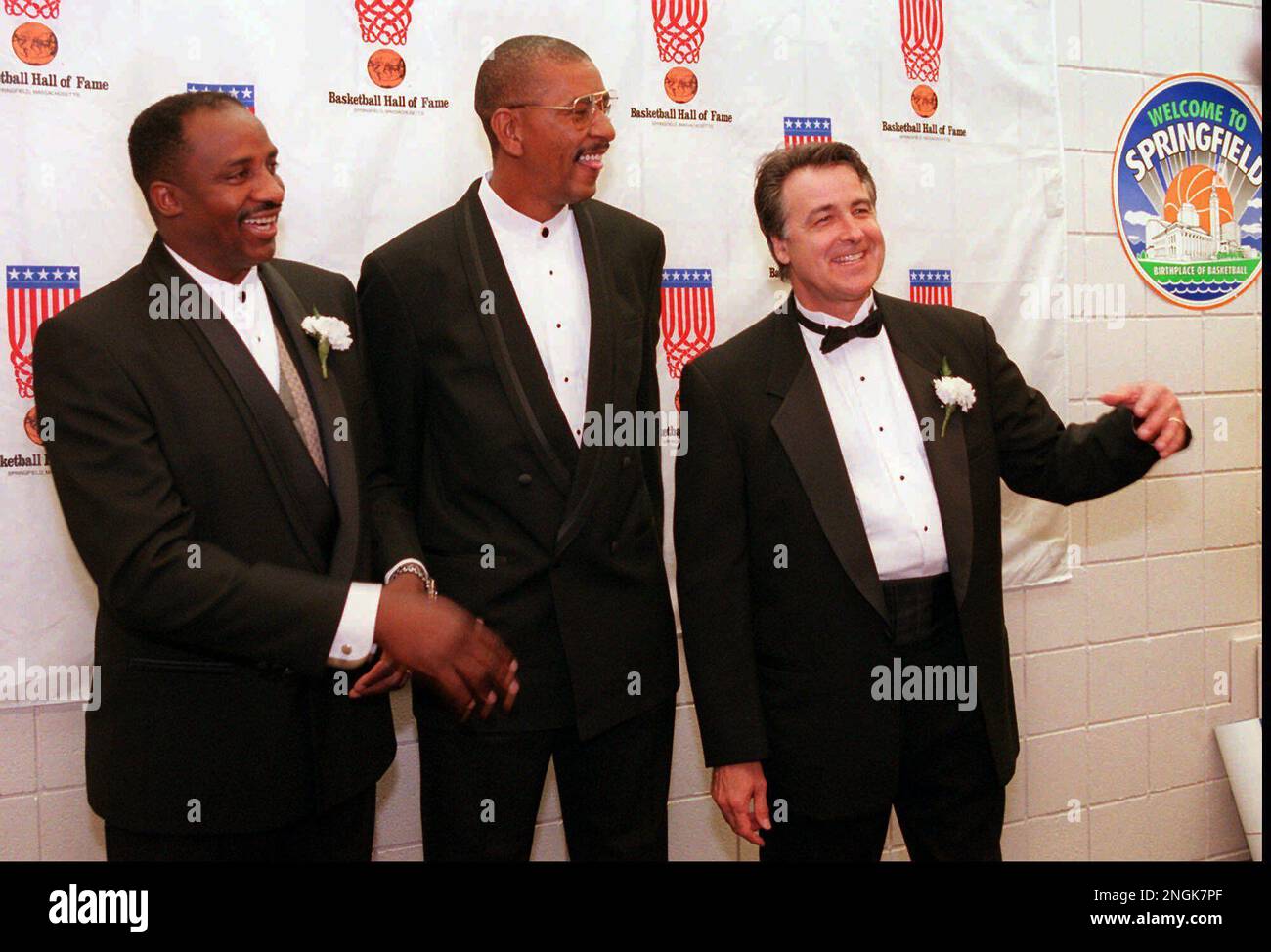 Basketball Hall of Fame inductees, left to right, David Thompson ...