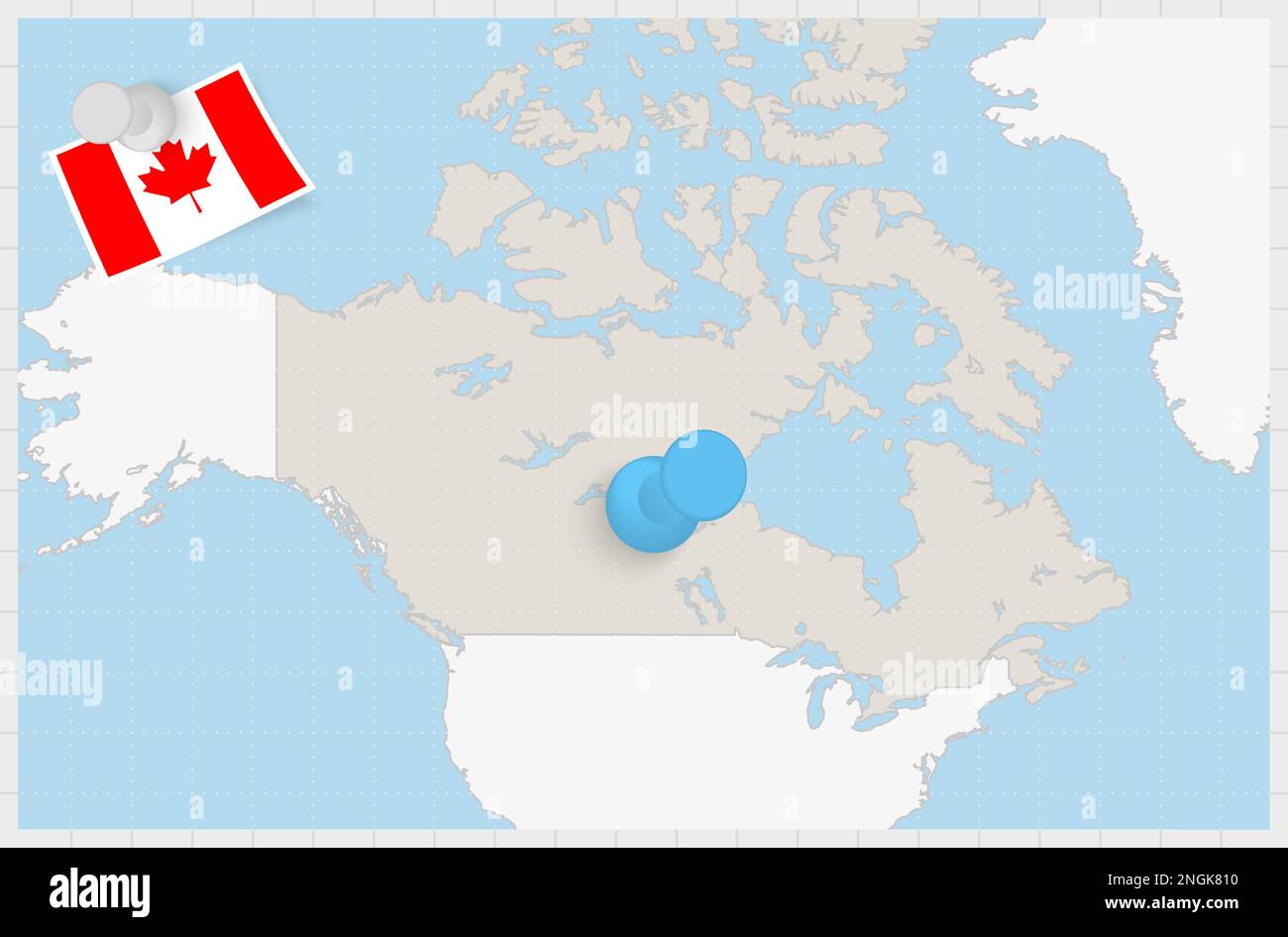 Map of Canada with a pinned blue pin. Pinned flag of Canada, vector ...