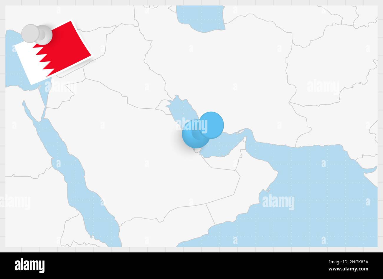 Map of Bahrain with a pinned blue pin. Pinned flag of Bahrain, vector ...