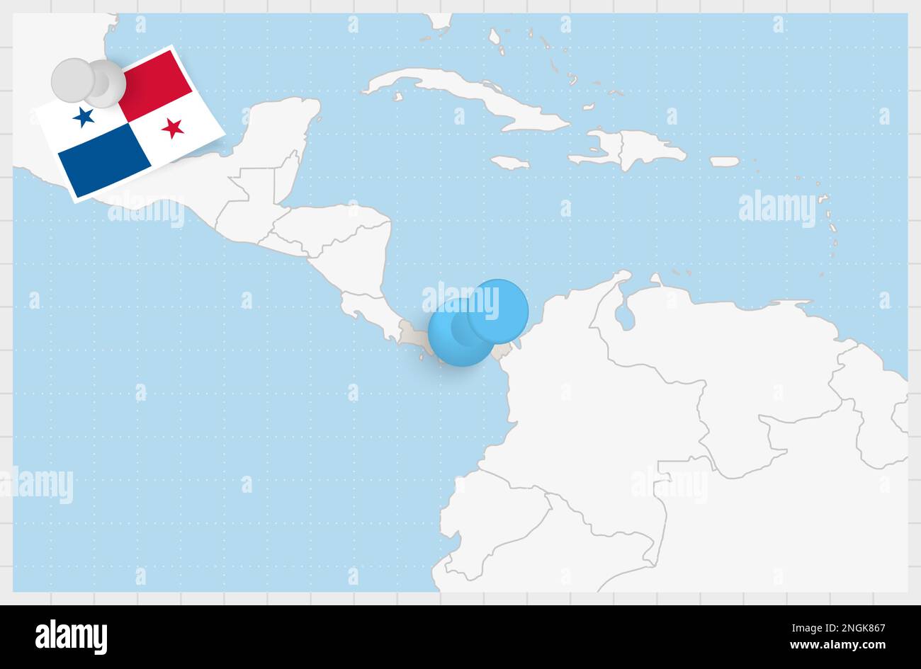 Map of Panama with a pinned blue pin. Pinned flag of Panama, vector ...