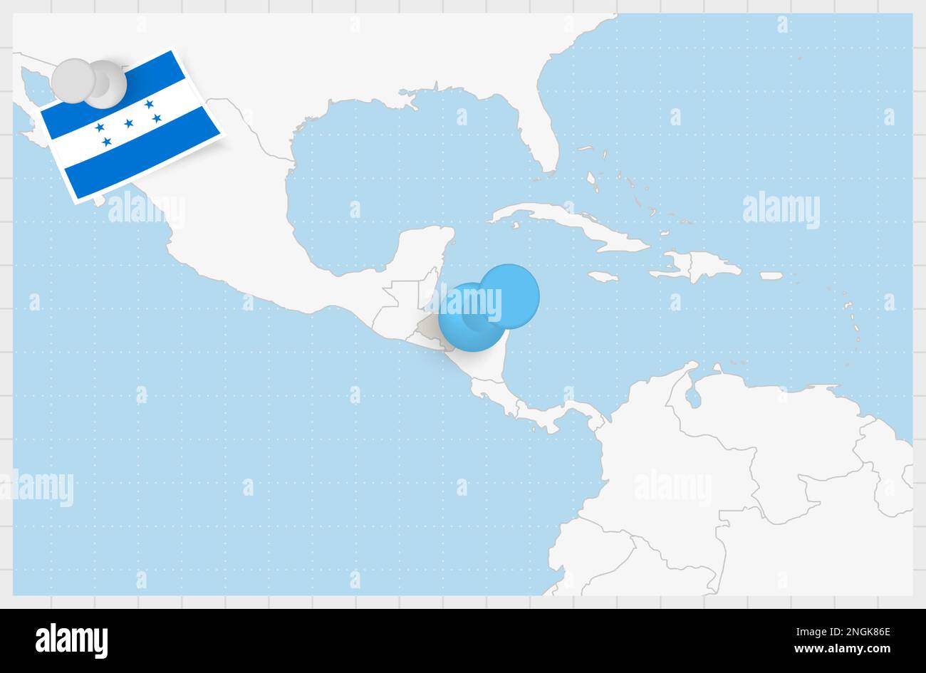 Map of Honduras with a pinned blue pin. Pinned flag of Honduras, vector ...