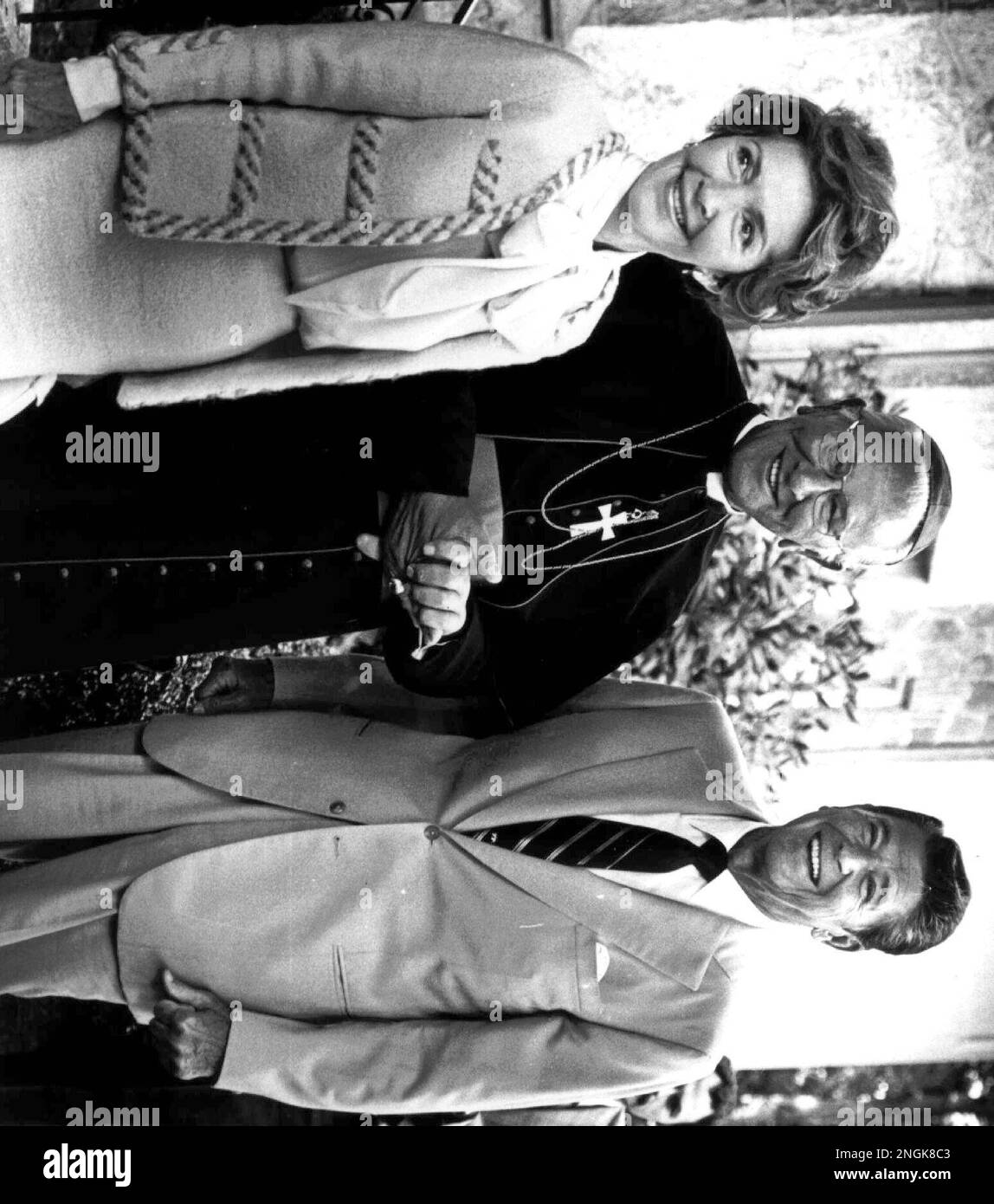 Cardinal John Krol is flanked by Ronald and Nancy Reagan in this 1980 ...