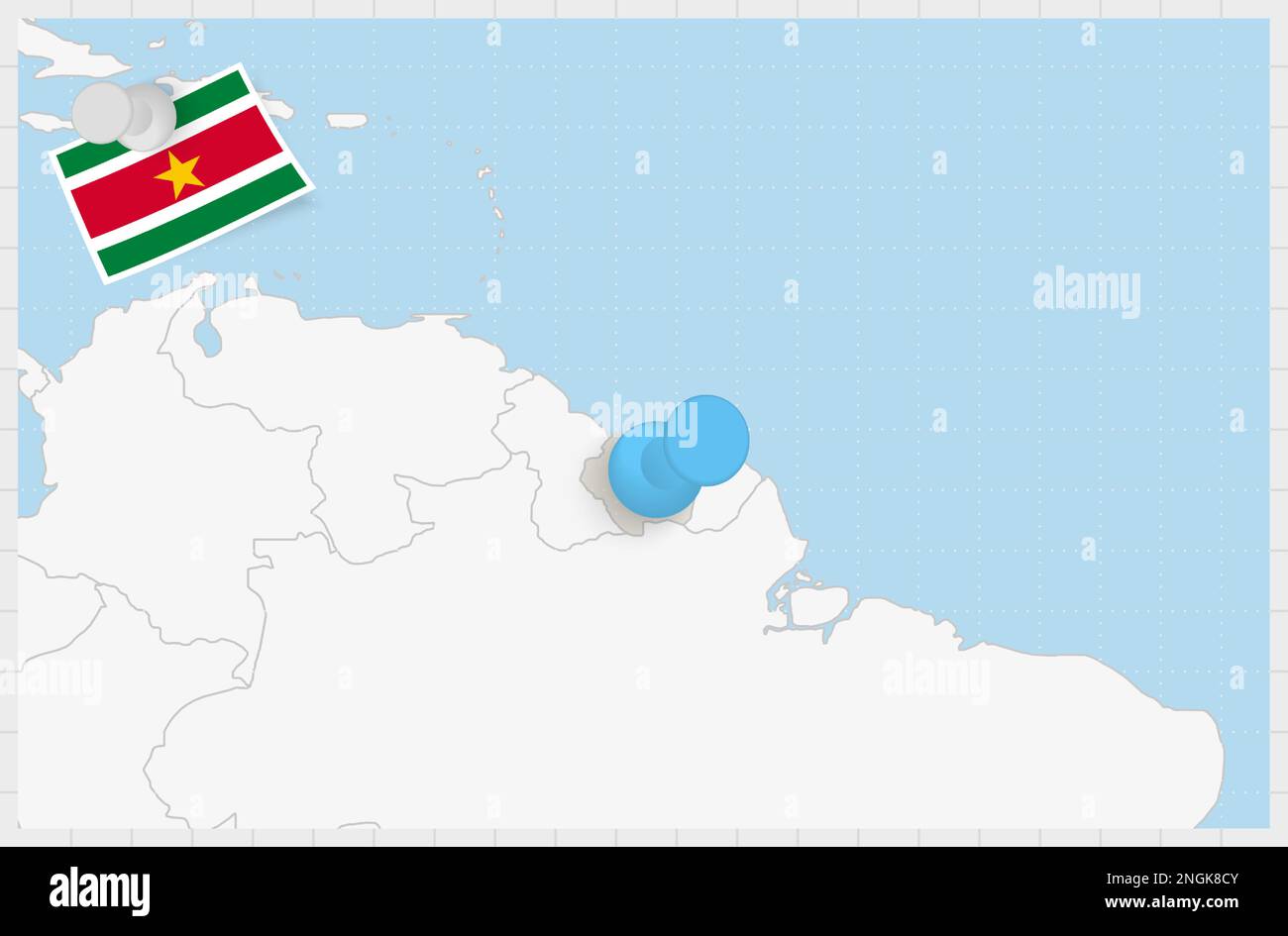Map of Suriname with a pinned blue pin. Pinned flag of Suriname, vector illustration Stock ...
