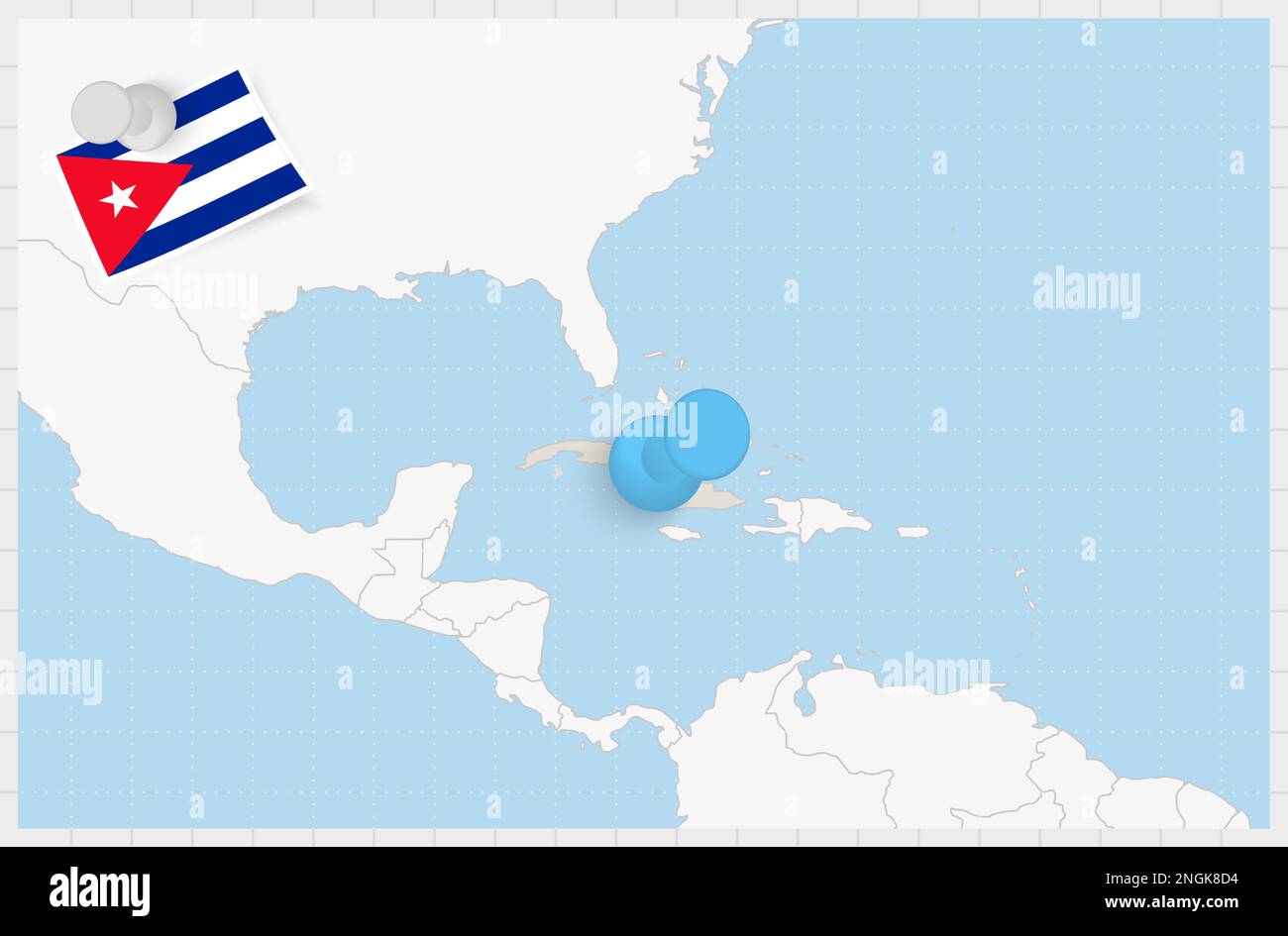Map of Cuba with a pinned blue pin. Pinned flag of Cuba, vector ...